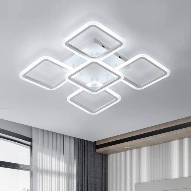 COMELY LED Ceiling Light, 70W Modern Acrylic Ceiling Lights, White ...