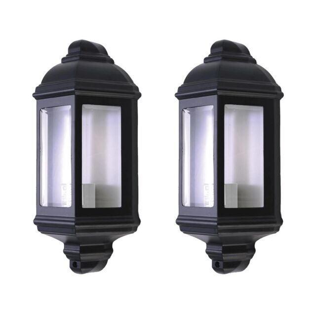 Set of 2 Parkins - Black Outdoor Half Lantern Wall Lights by Debenhams ...