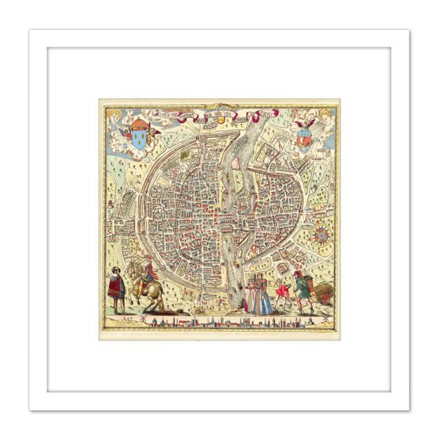 Artery8 Map Rossingol 1576 Paris City Plan Pictorial 8X8 Inch Square ...