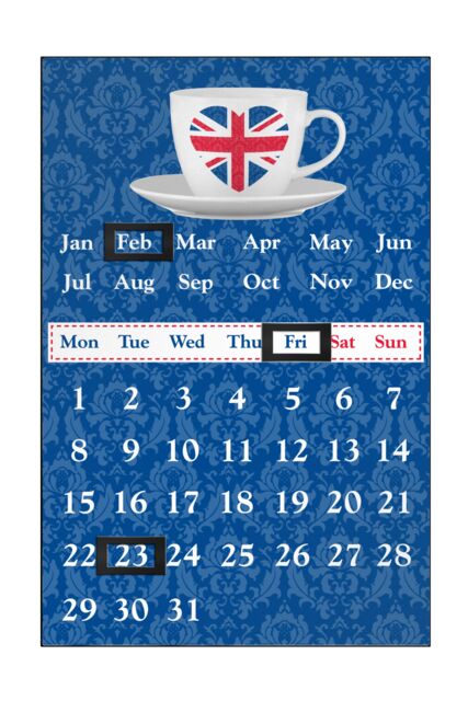 Orsina Magnetic Calendar, Bold British Flag Design With Movable Date ...