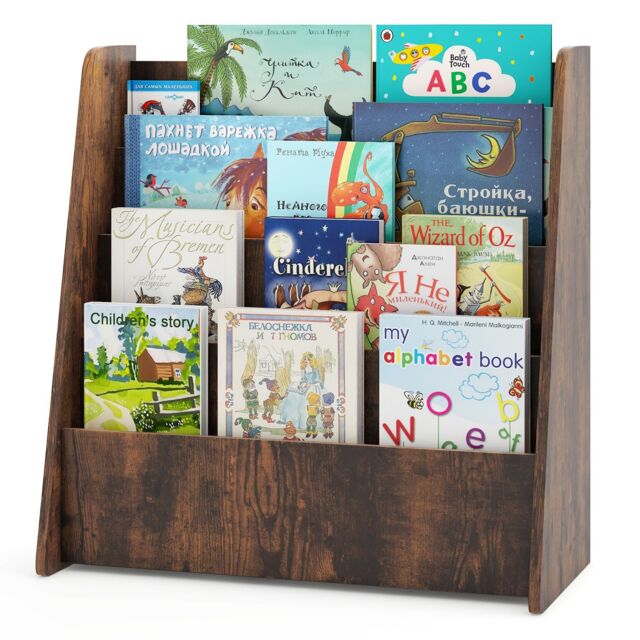 4-Tier Kids Bookshelf Front Facing Children Display Bookcase by ...