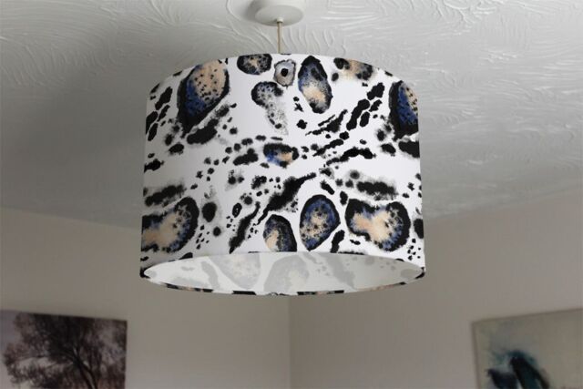Benjamin Tate Design leopard print with blue ceiling lamp shade in ...