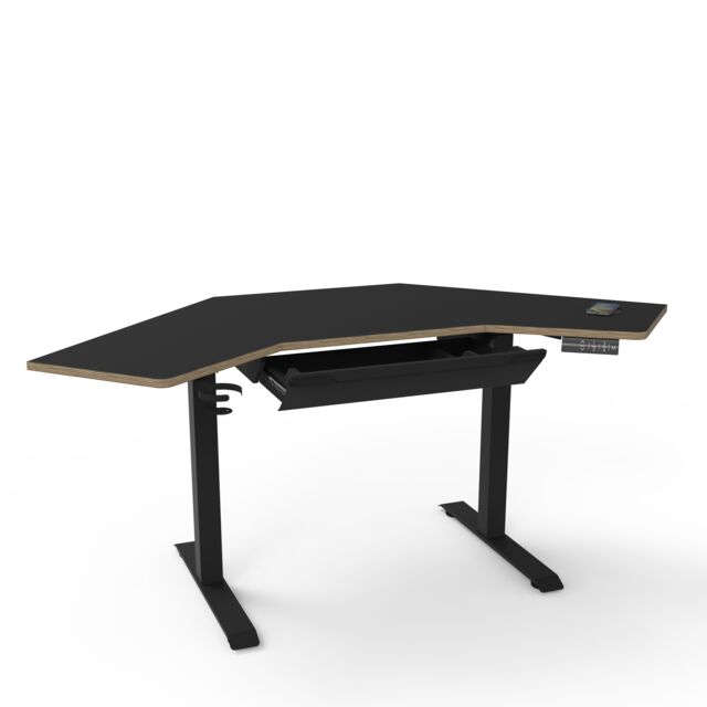 Gino Corner Sit Stand Smart Desk Black with Drawer by Debenhams ...