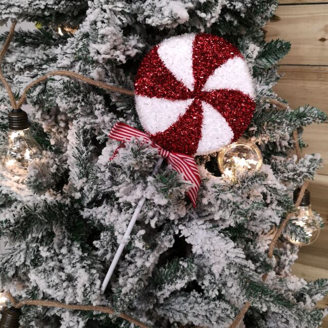 Samuel Alexander 33cm Red & White Swirl Glitter Candy Cane Lollipop ...