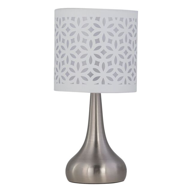 First Choice Lighting Romana - Brushed Chrome Touch Operated Table Lamp ...