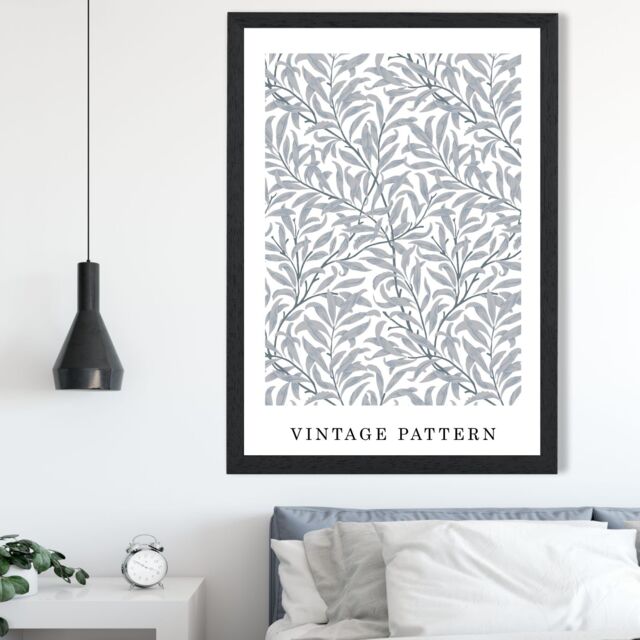 ARTZE Vintage William Morris Grey Willow Floral Art Print / Black Frame ...