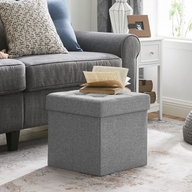 Small Storage Ottoman Cube Folding Foot Rest Easy Assembly Compact by ...