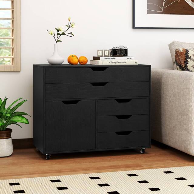 Gymax Mobile Chest of Drawers Lateral File Cabinet Printer Stand With ...