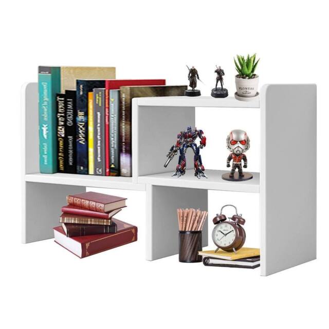 VOGREX White Desktop Bookshelf Adjustable Desk Storage Organizer by ...