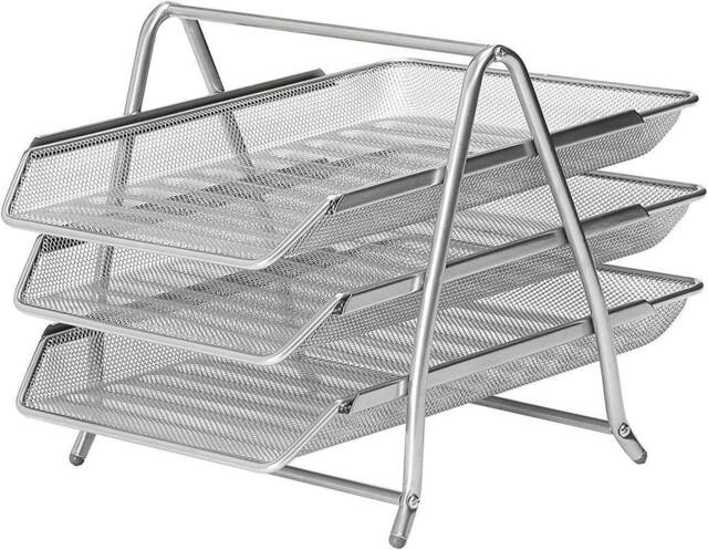 MANTRARAJ 3 Tier Letter Tray A4 Mesh Filing Trays Holder Desktop ...