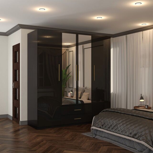 Sliding Wardrobes 4U Modern Wardrobe 4 Door High Gloss Wardrobe W 160cm ...