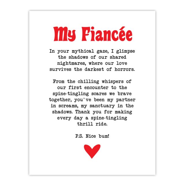 "Artery8 Love Poem Horror Fan Fiancée Romantic Poetry Fun Wall Art ...