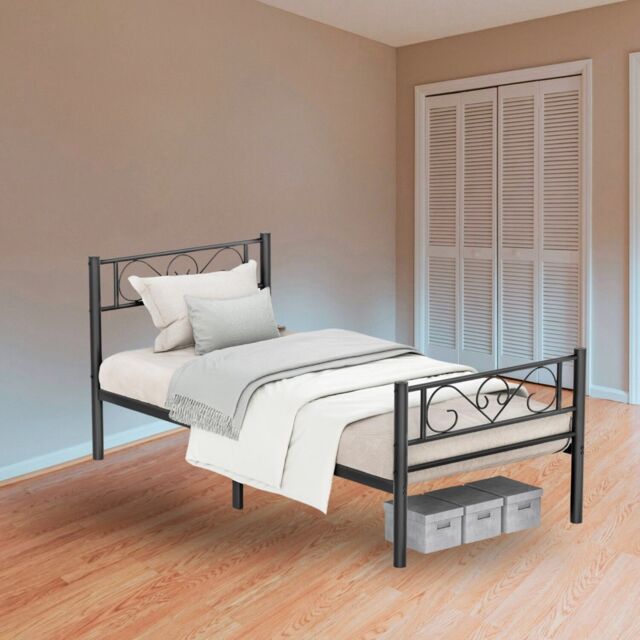 Single Metal Bed Frame Easy Assembly Small Space Guest Room by ...