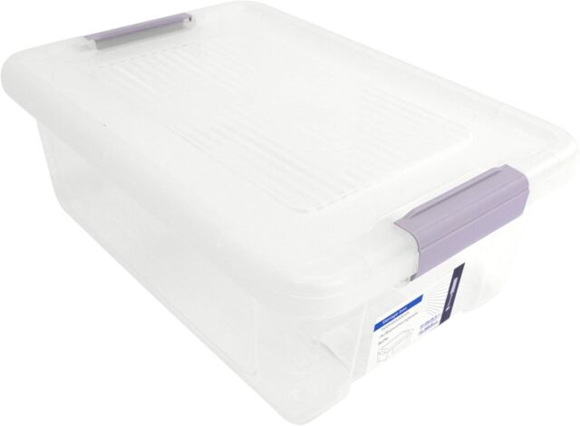 Libbi Lou Plastic Storage Box with Lid 12 Litre (Two Pack) in Clear by ...