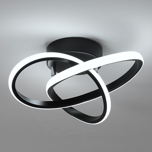 COMELY Modern LED Ceiling Light, 30W Creative Ring Design Black Ceiling ...