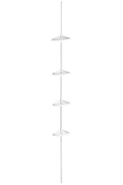 Orsina 4 Tier White Corner Storage Unit, Steel Frame Corner Shelf Rack ...