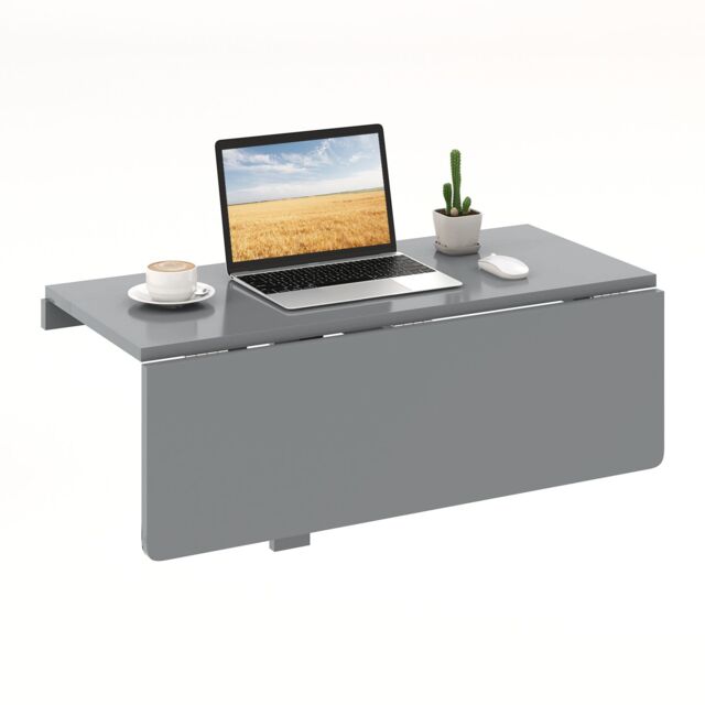 Gymax Wall Mounted Folding Table Drop-Leaf Laptop Workstation 80 cm x ...