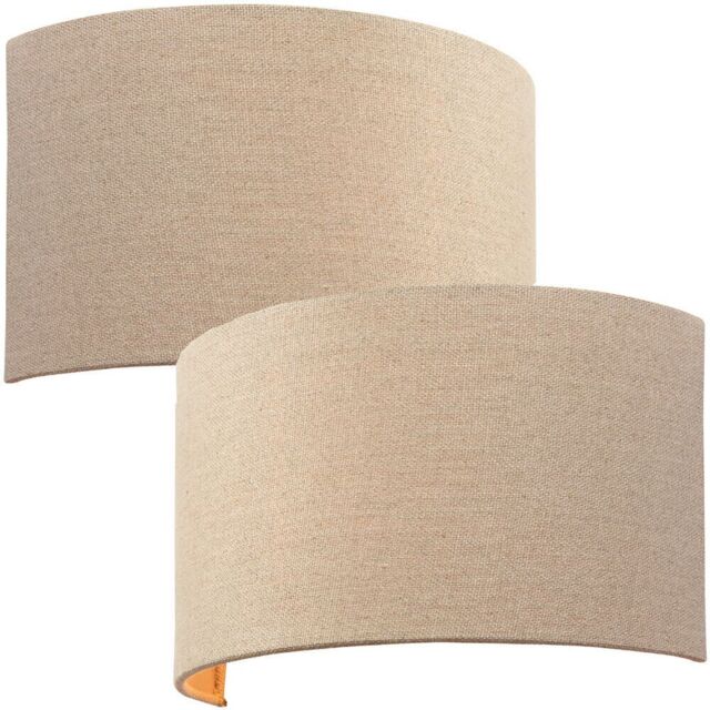 Loops 2 PACK Fabric LED Wall Light Natural Semi Circle Linen Shade ...