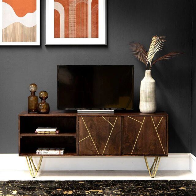 IH Design Jusleen Solid Mango Wood Large Tv Unit in Brown by Debenhams ...
