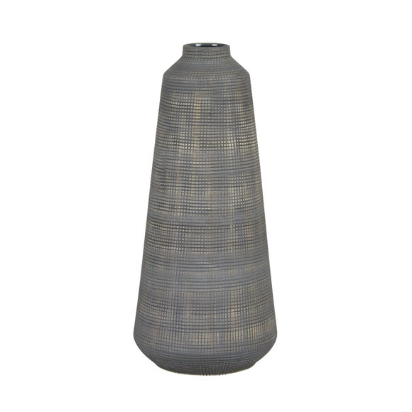 Tall Matte Grey Ceramic Vase by Dunelm | ufurnish.com