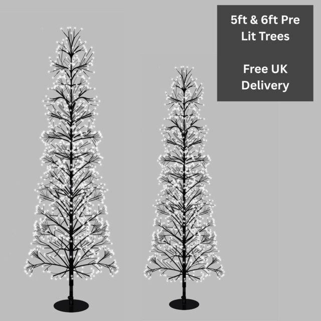5ft /6ft Pre Lit Chrismas Firework Tree With Warm White Micro Leds by ...