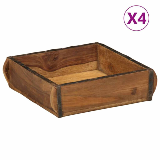 Brown Natural Wood Storage Cubbies Set Of 4, 31 X 29 X 10 Cm, Rustic by ...