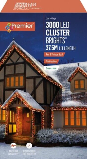 3000 Led Cluster Indoor Outdoor Christmas Tree Lights Timer - Red & by ...