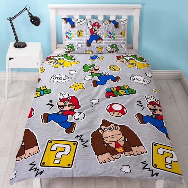 Nintendo Official Super Mario Level Up Single Duvet Cover Design - by ...