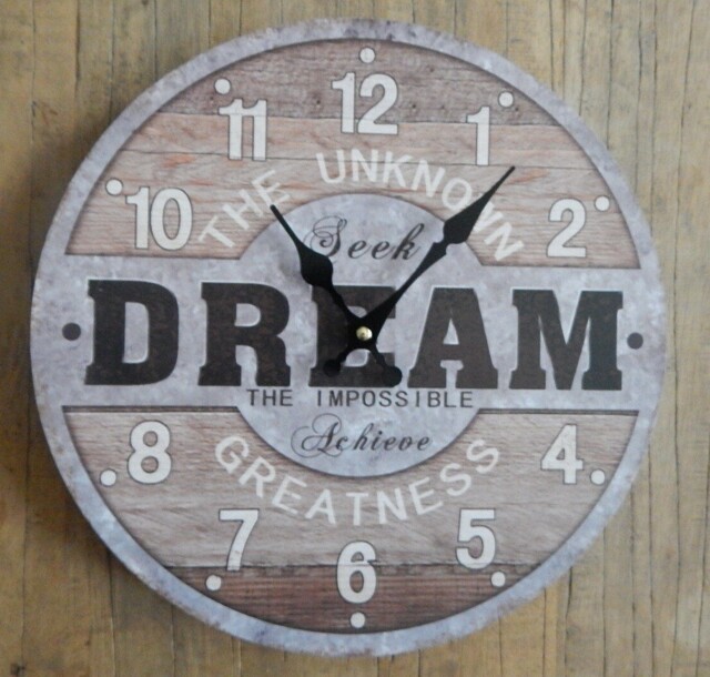 "Clock ""dream The Impossible"" Rustic Effect Home Wall Decor Round" by ...