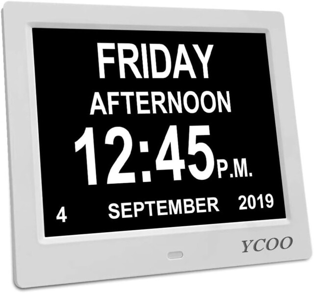 Ycoo Dementia Clocks, 8 Inch Calendar Day Date Clock,memory Loss Extra ...