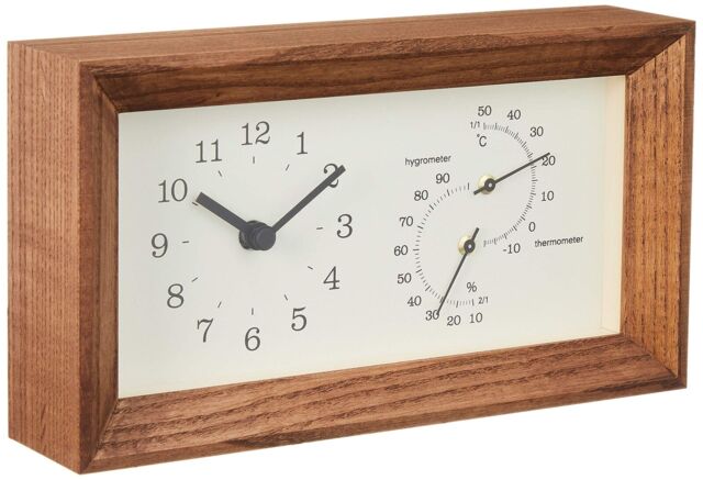 Lemnos Frame Table Clock Thermo-hygrometer Brown Lc13-14 Bw Made In by ...