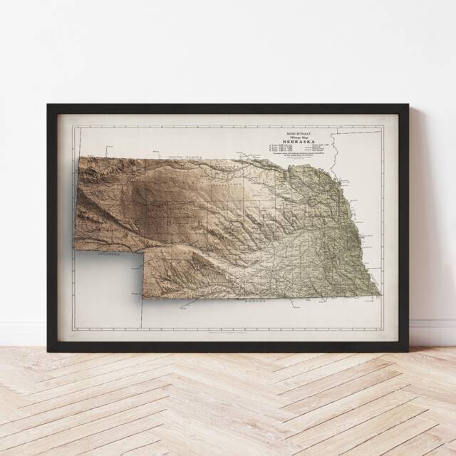 Nebraska Topographic Map 1924 Vintage Style Gicl??e Print by Etsy ...
