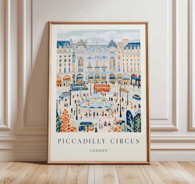 Piccadilly Circus Travel Poster London Landmark Art Print by Etsy ...