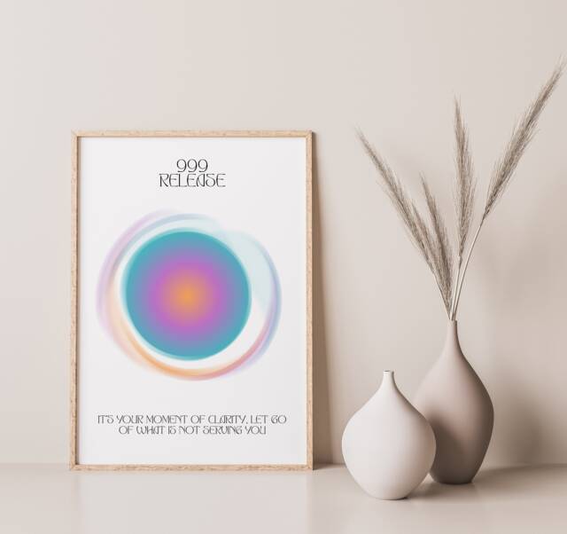 Angel Number 999 Gradient Print Spiritual Aura Art by Etsy | ufurnish.com