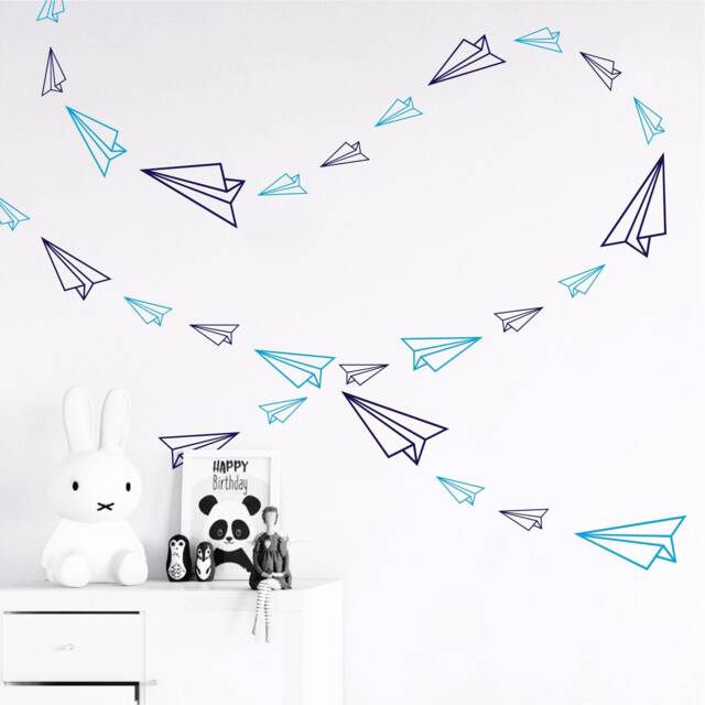 Set Of Paper Airplane Wall Decals, Vinyl, Stickers - Multiple Colors ...