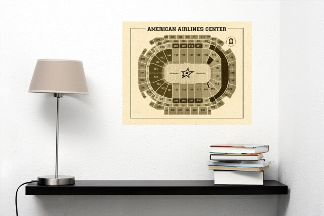 Vintage Dallas Stars Arena Diagram Art Print Sports Stadium Home Decor ...