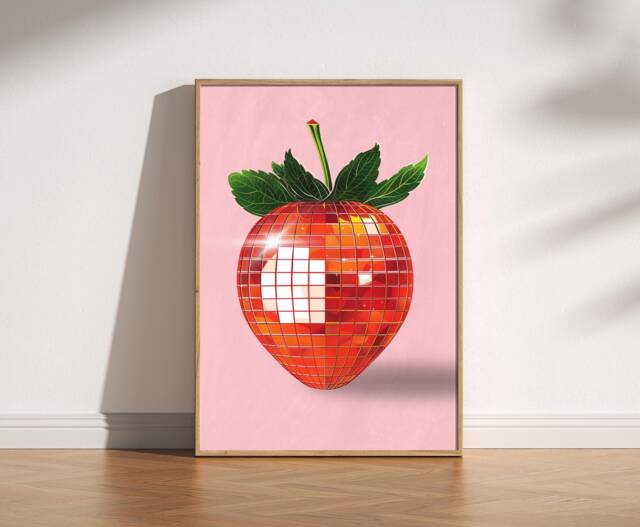 Disco Strawberry Art Print Glam 70S Kitchen Decor by Etsy | ufurnish.com