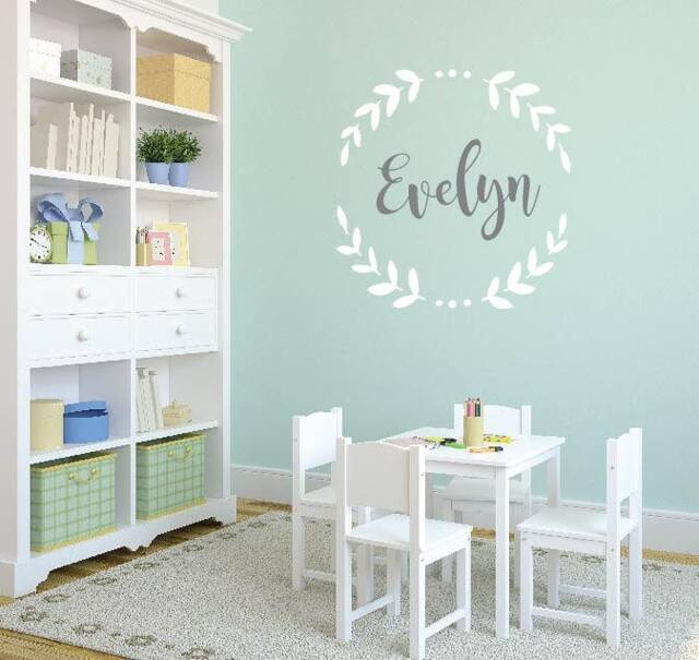 Laurel Leaf Name Decal Large Wall - Kids & Teen Decals Nursery Decor by ...