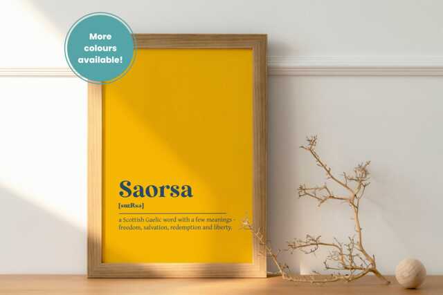 Saorsa Gaelic Definition Unframed Print Scottish Home Decor by Etsy ...