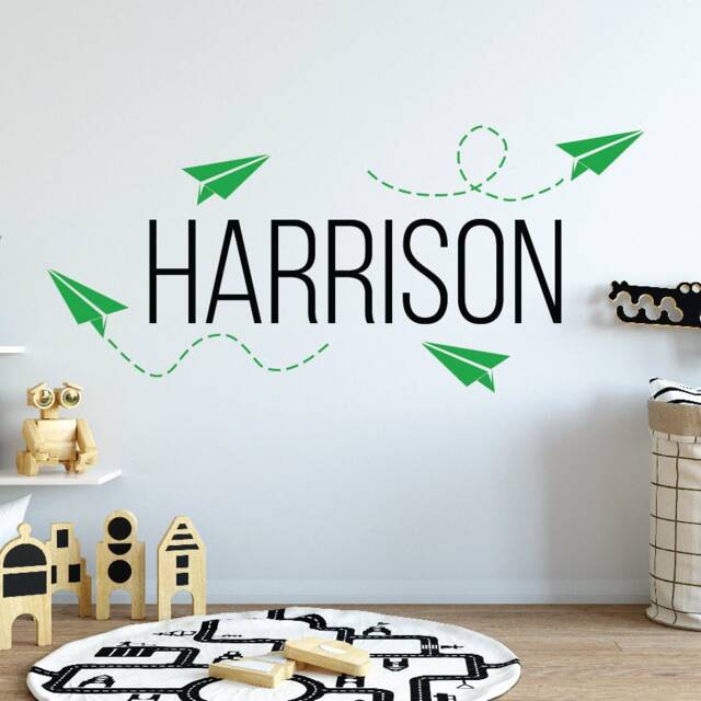 Personalized Paper Airplane Wall Decal Aviation Nursery Decor by Etsy ...