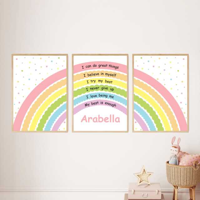Pastel Rainbow Nursery Prints Set Of 3 Affirmation Posters by Etsy ...