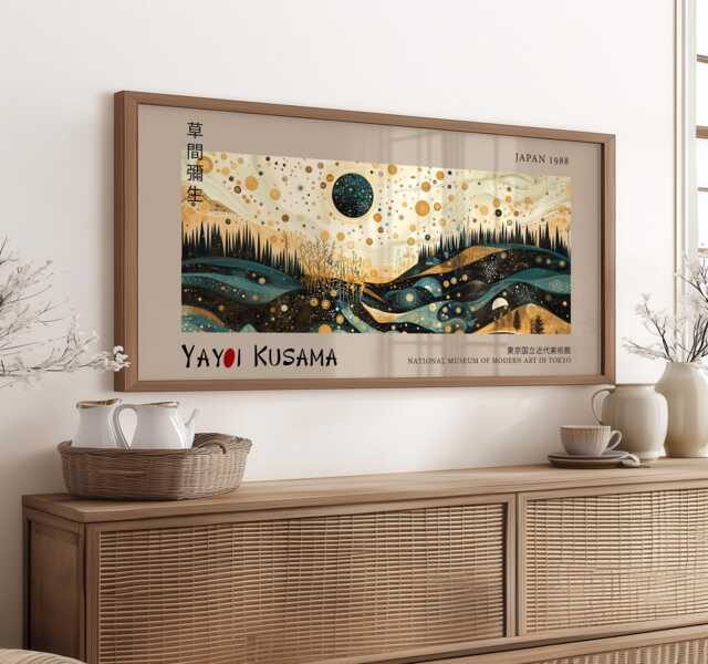Yayoi Kusama Inspired Japanese Starry Night Landscape Print by Etsy ...