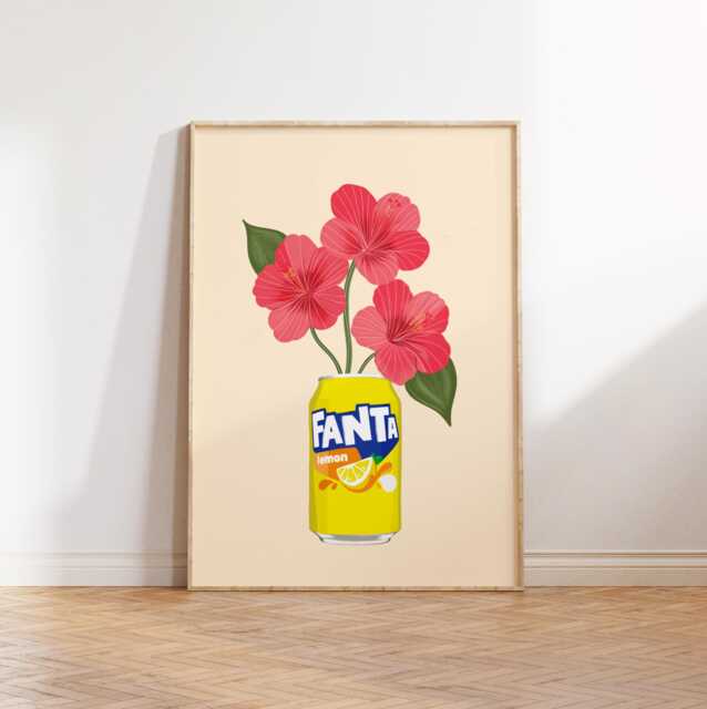 Lemon Fanta Inspired Print Summer Hibiscus Flower Wall Art by Etsy ...