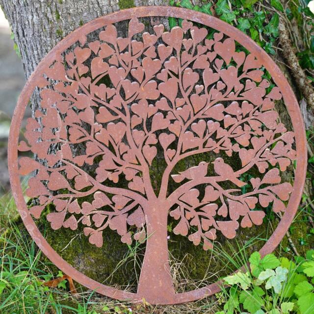 60cm Heart Tree Of Life Bird Wall Plaque Metal Hanging Garden Ornament ...