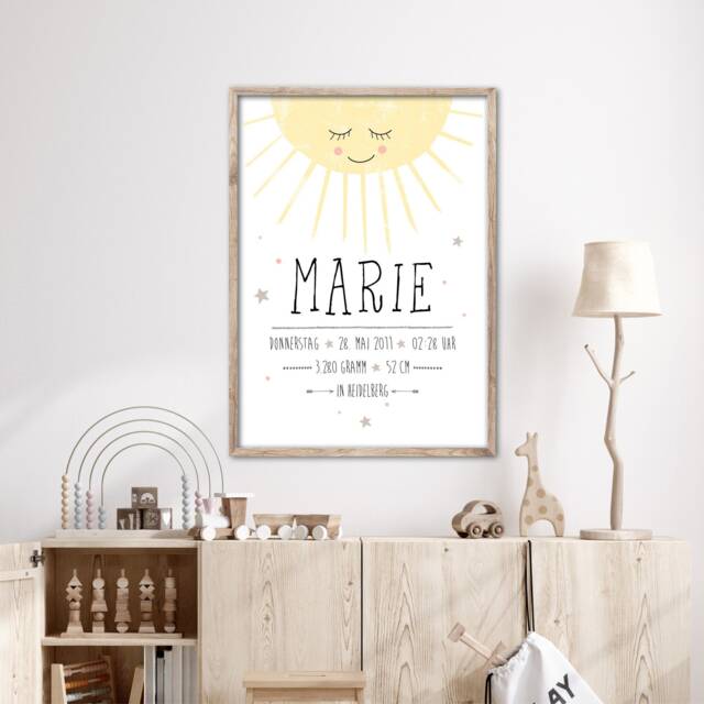 Birth Date Poster Sun With Birth Dates // A4 Motifs & Colors Of Your ...
