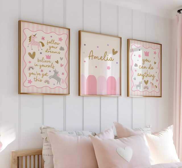 You Can Do Anything Prints, Set Of 3 Personalised Girls Positive ...