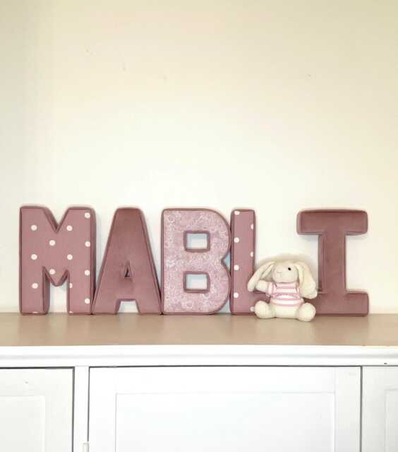 Fabric Personalised Letter With Velvet Or Corduroy Edging For Nursery ...