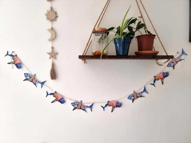 Illustrated Shark Card Garland Coastal Nursery Bunting by Etsy ...
