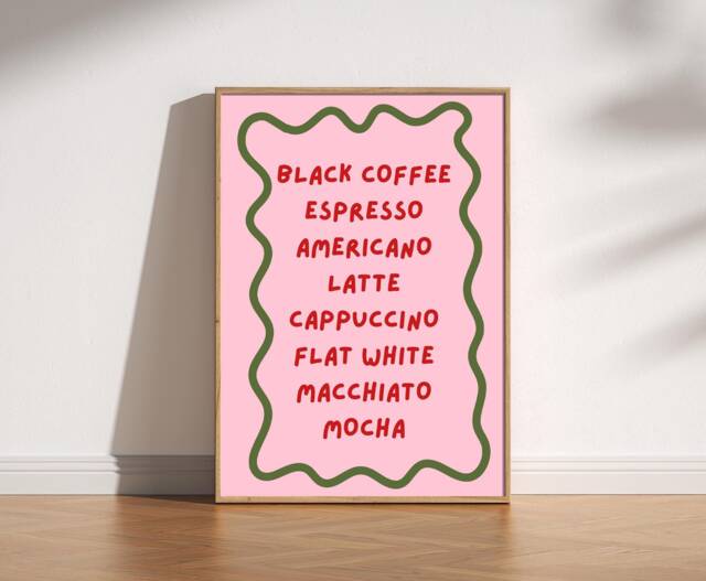 Coffee Names List Print Quirky Kitchen Cafe Art by Etsy | ufurnish.com