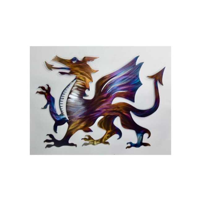 Rainbow Welsh Dragon Metal Wall Art Cymru Home Decor, Flag Plaque, Y ...